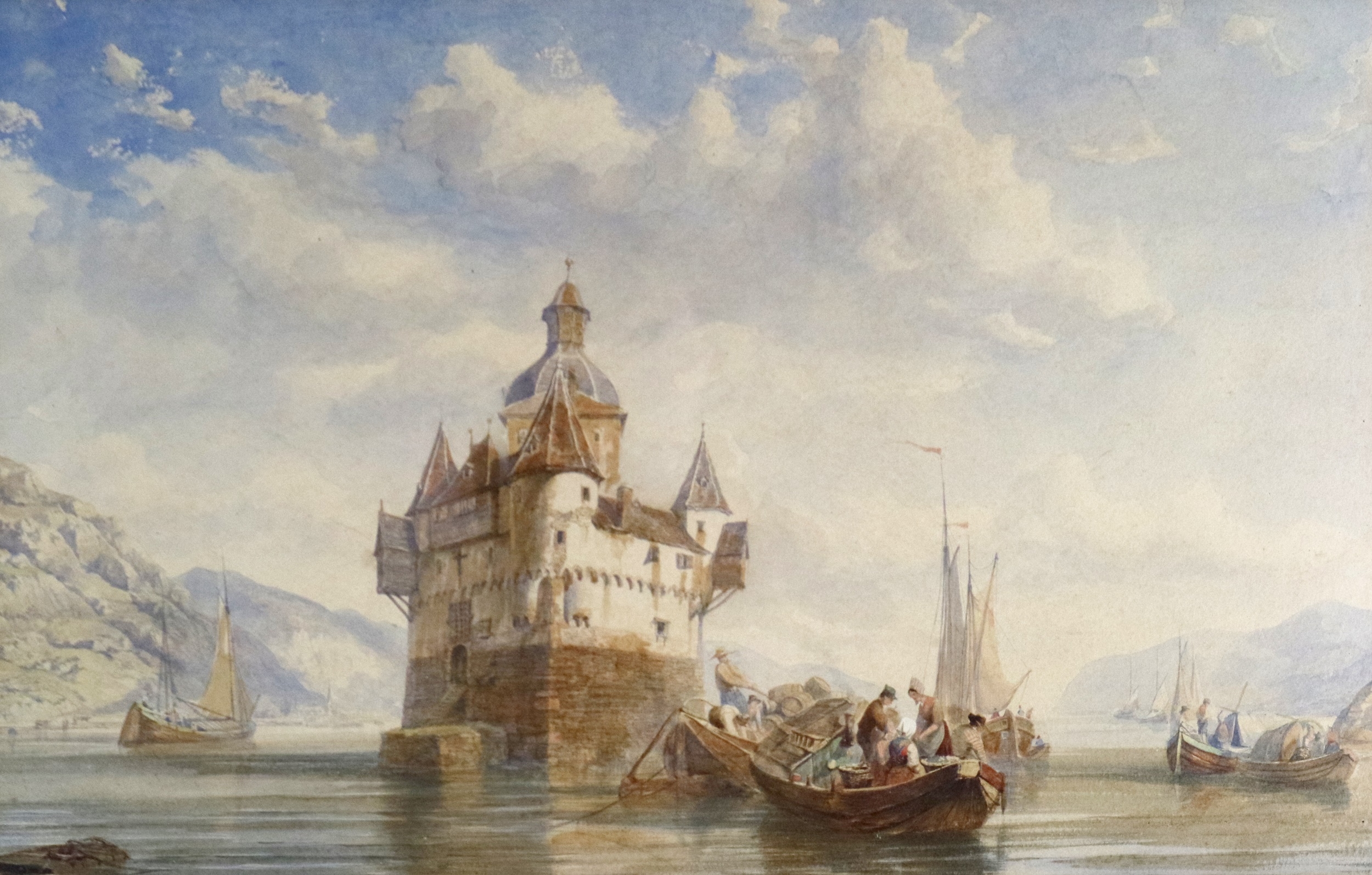 Henry Gritten | Figures Unloading Goods at a Waterside Fortified Tower ...