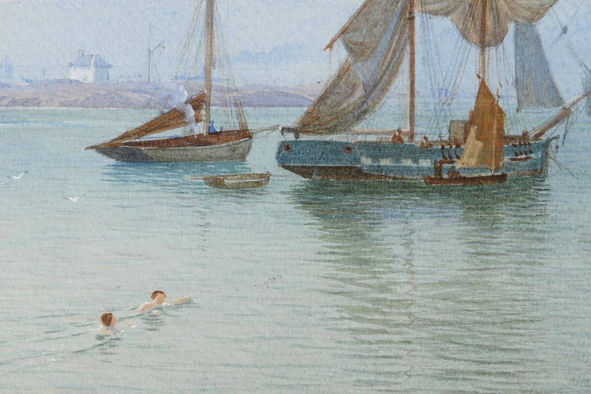 Anthony Carey Stannus | Swimming to the Tall Ship (1878) | MutualArt