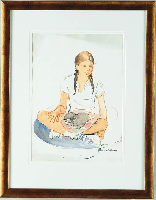 Alice Kent Stoddard | YOUNG GIRL WITH SLEEPING CAT | MutualArt