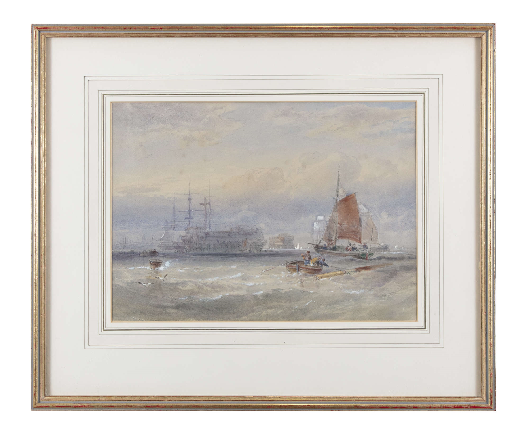 Edwin Hayes | Hulks in Portsmouth Harbour | MutualArt