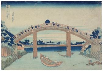 Katsushika Hokusai | Under Mannen Bridge at Fukagawa (from the Series ...