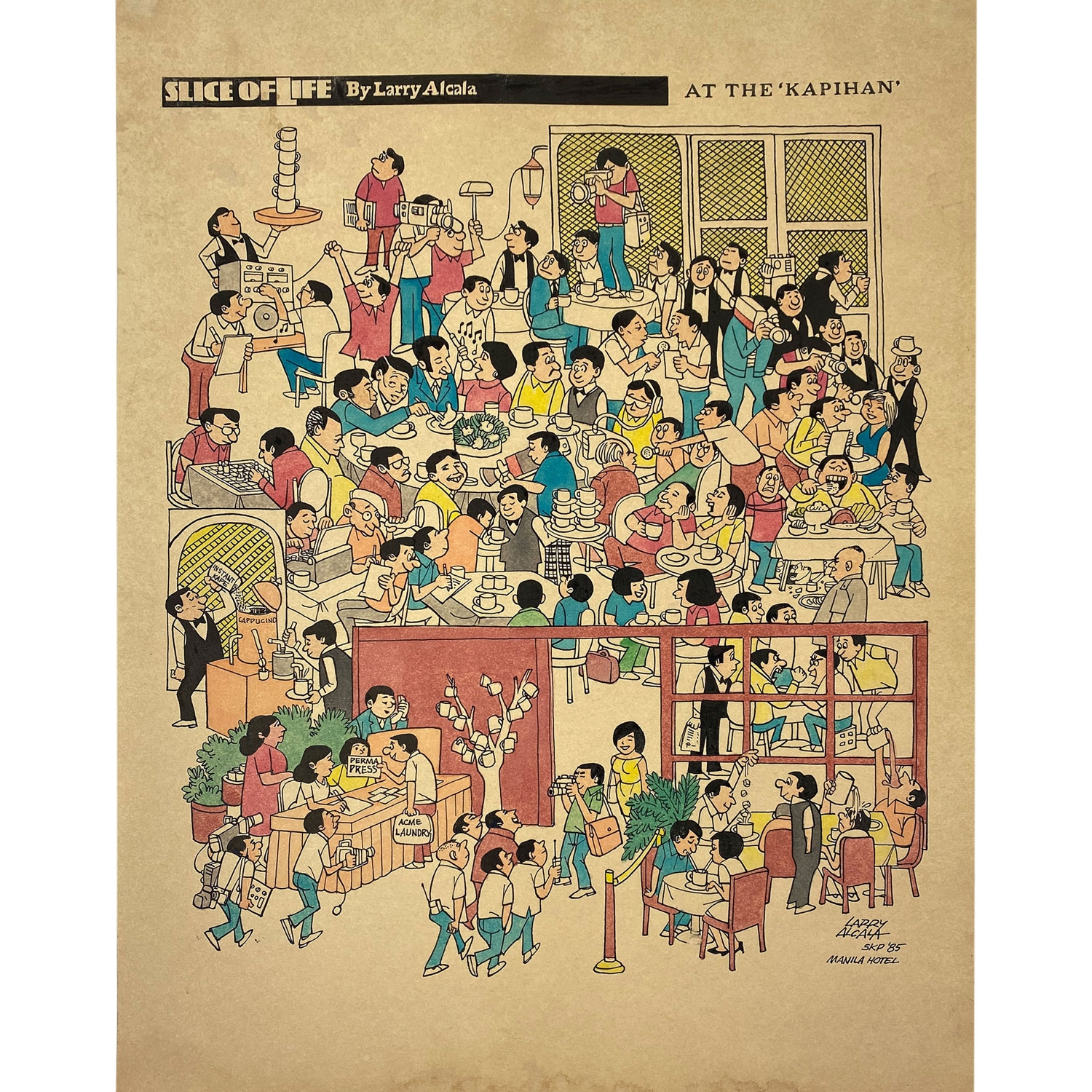 Larry Alcala | At the Kapihan (Manila Hotel) (Slice of life) (1985 ...