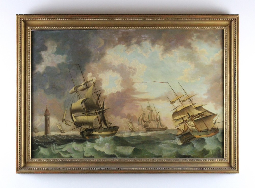 Richard Wright | ships with British frigate | MutualArt