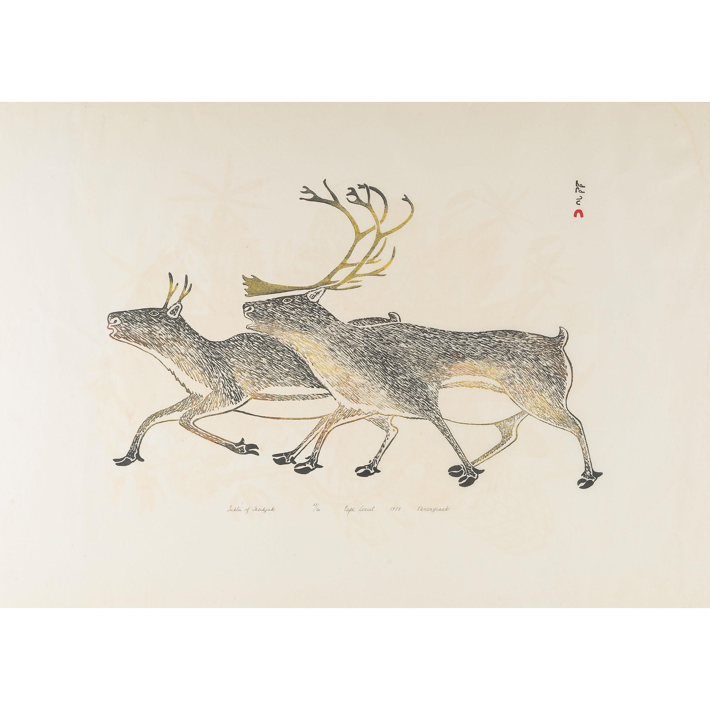 Kananginak Pootoogook | TUKTU OF TASIKJUK (1973) | MutualArt