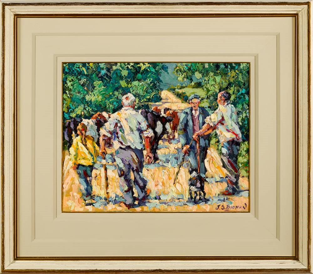 James S. Brohan | FIGURES WITH CATTLE ON A COUNTRY ROAD | MutualArt