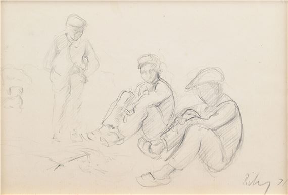 Harold Riley | Study of workmen (1971) | MutualArt