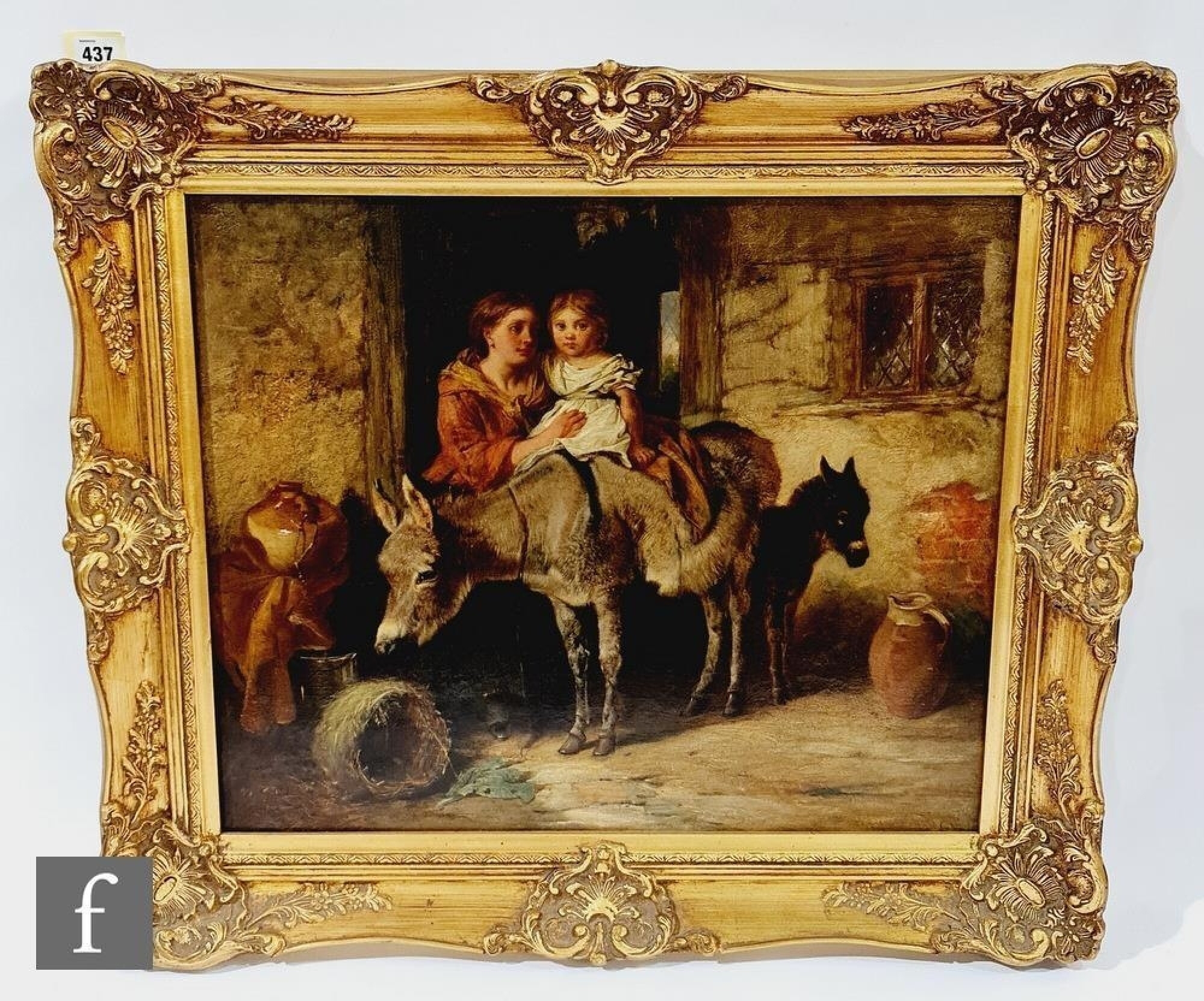 Isaac Henzell | Mother and child with pet donkeys outside a cottage ...