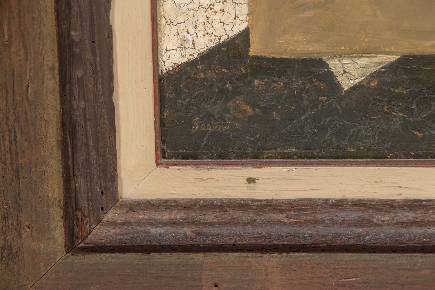 Ted Jaslow | Surrealist Interior with black cat at podium | MutualArt