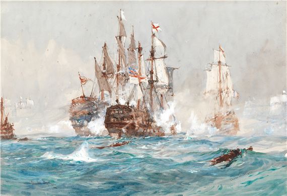 Charles Edward Dixon | The Battle of Trafalgar, 21 October 1805, HMS ...