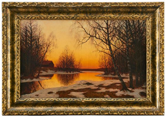 Edvard Rosenberg | Solnedgång över snötäckt landskap | MutualArt