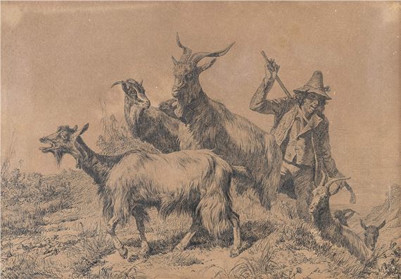 Filippo Palizzi | Pastore di capre al pascolo (1850) | MutualArt