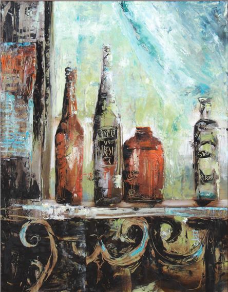 Reuben Becker | still life with bottles | MutualArt