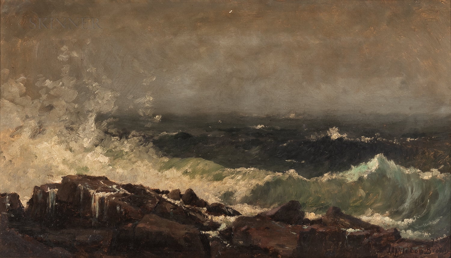 John Appleton Brown | Surf Breaking on a Rocky Coast (73) | MutualArt