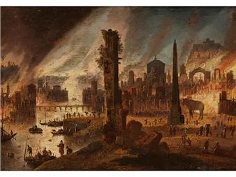 Daniel Van Heil | A Fire in a Dutch River Town | MutualArt