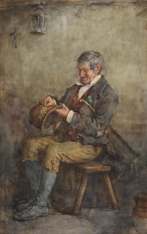 Henry Wright Kerr | Connemara Man Decorating His Hat with Shamrock ...