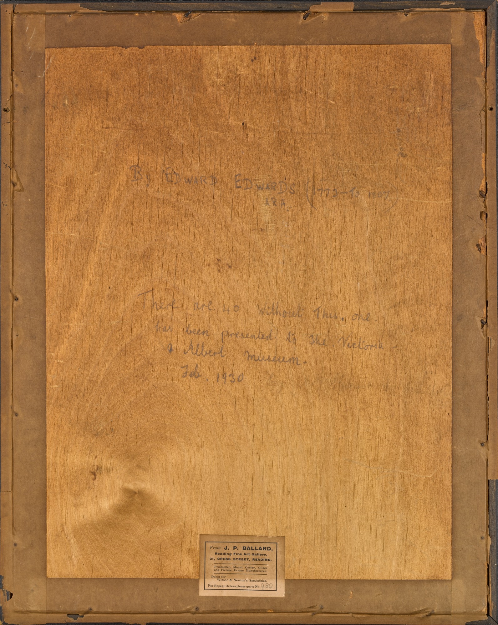 Edward Edwards | Portrait of a lady seated and wearing a tall hat ...