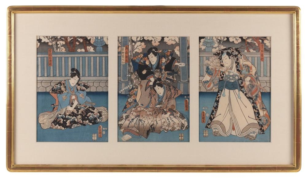 Utagawa Kunisada | Triptych with Kabuki actors | MutualArt