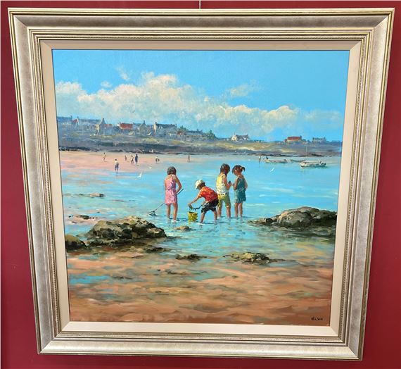 Allan Nelson | Beach scene with figures | MutualArt