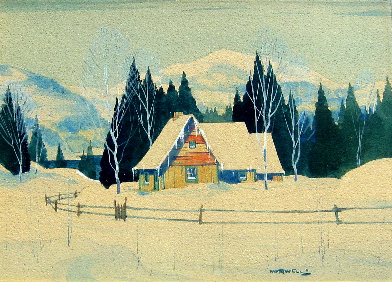 Graham Norwell | Cabin in a Winter Landscape | MutualArt