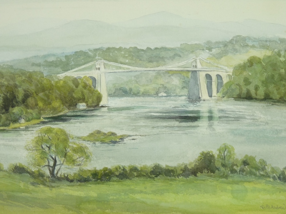 Keith Andrew | The Menai Straits and Suspension Bridge with mountain ...