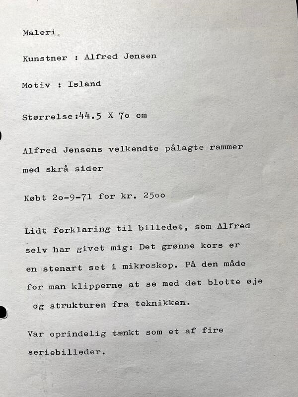 Alfred Jensen | Grønt kors ved fjord (1971) | MutualArt