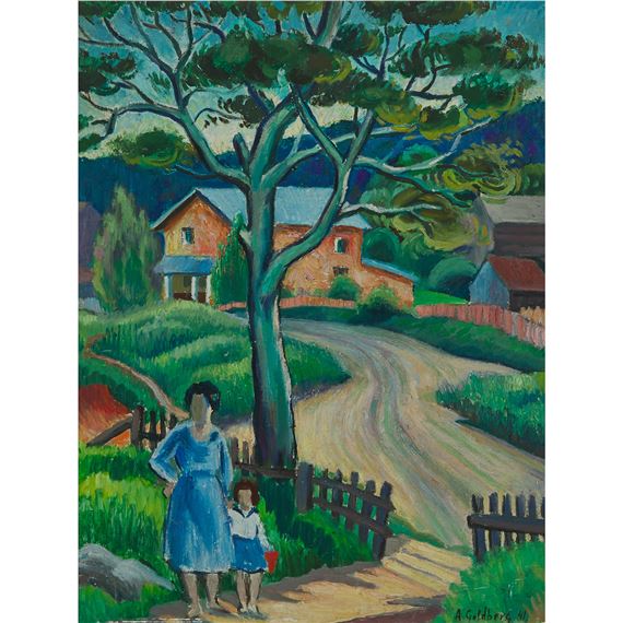 Abe Goldberg | FARM WITH MOTHER AND CHILD (1941) | MutualArt