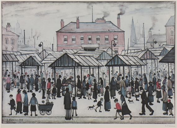 Laurence Stephen Lowry | Market Scene in a Northern Town’ | MutualArt