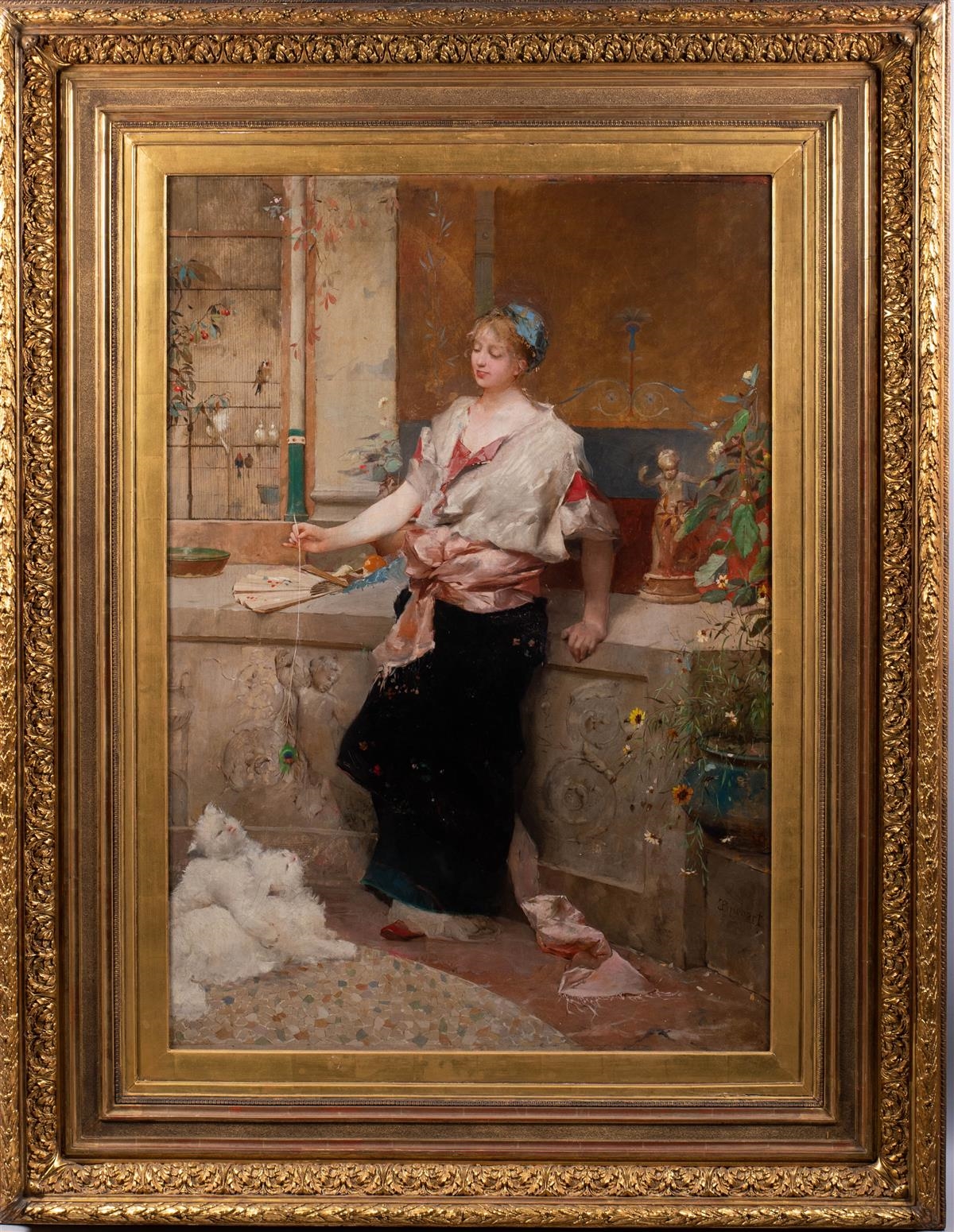 Auguste Pinchart | YOUNG WOMAN WITH CATS | MutualArt