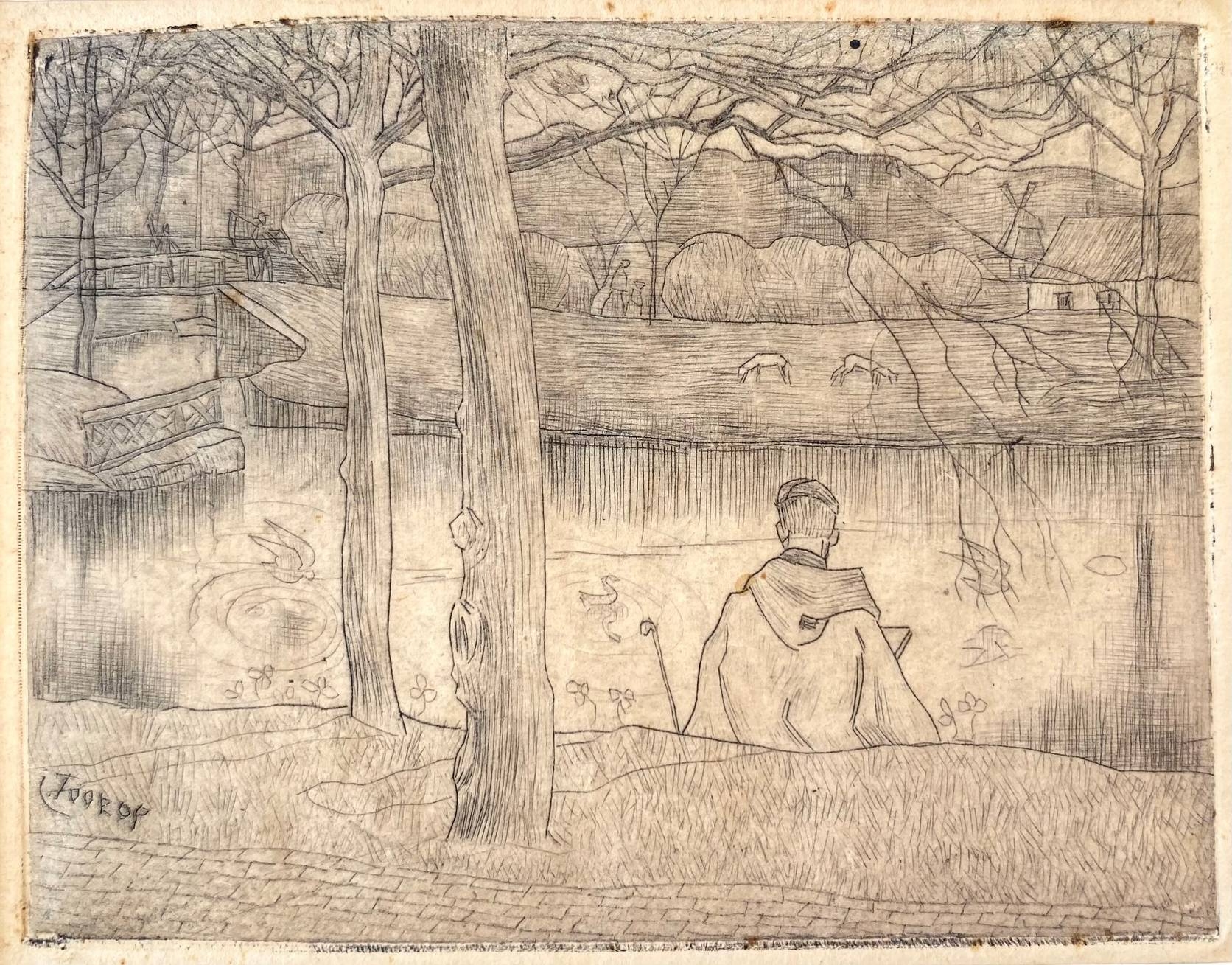 Jan Toorop | Kanaal met schilder (of Vijver met tekenaar) (1895 ...