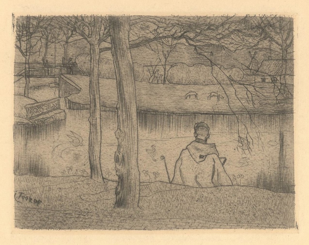 Jan Toorop | Kanaal met schilder (of Vijver met tekenaar) (1895 ...