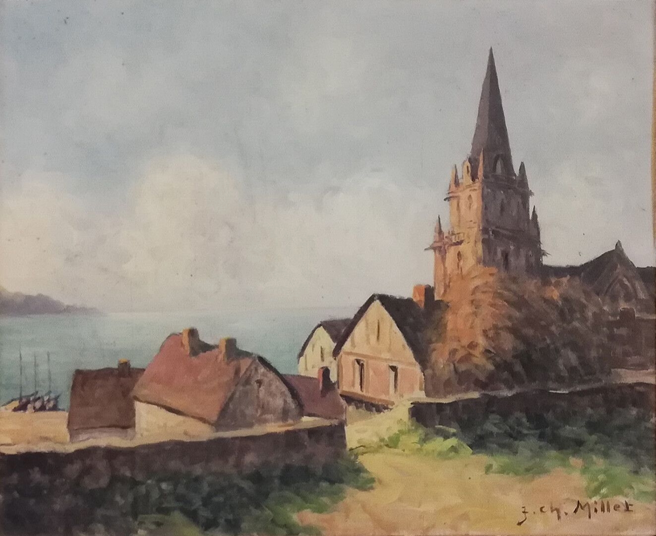 Jean-Charles Millet | Bord de mer et église en Bretagne | MutualArt