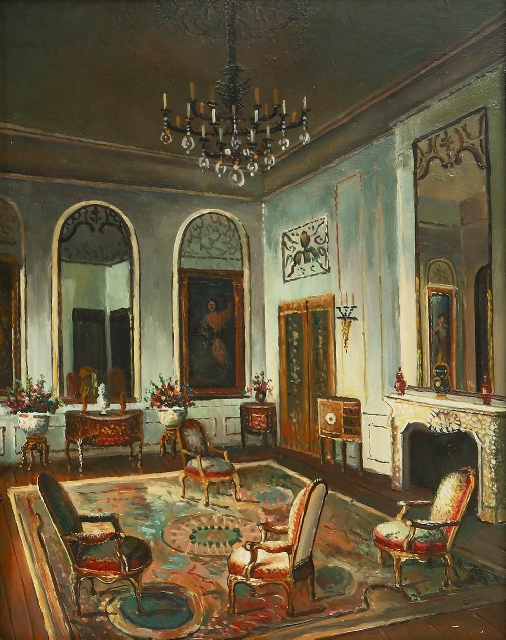 French School, 20th Century | View of an 18th century reception salon ...