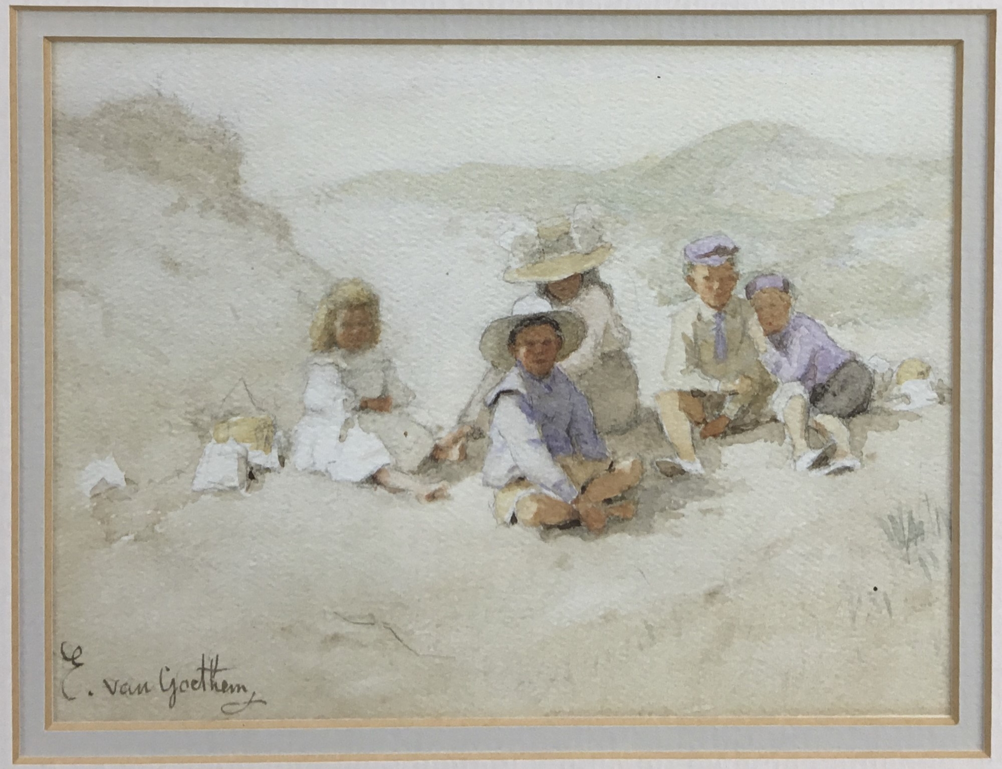 Edward Goethem | Children sitting on a sand dune | MutualArt