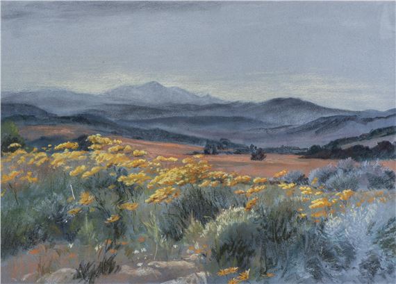 Rowena Bush | LANDSCAPE WITH YELLOW FLOWERS | MutualArt