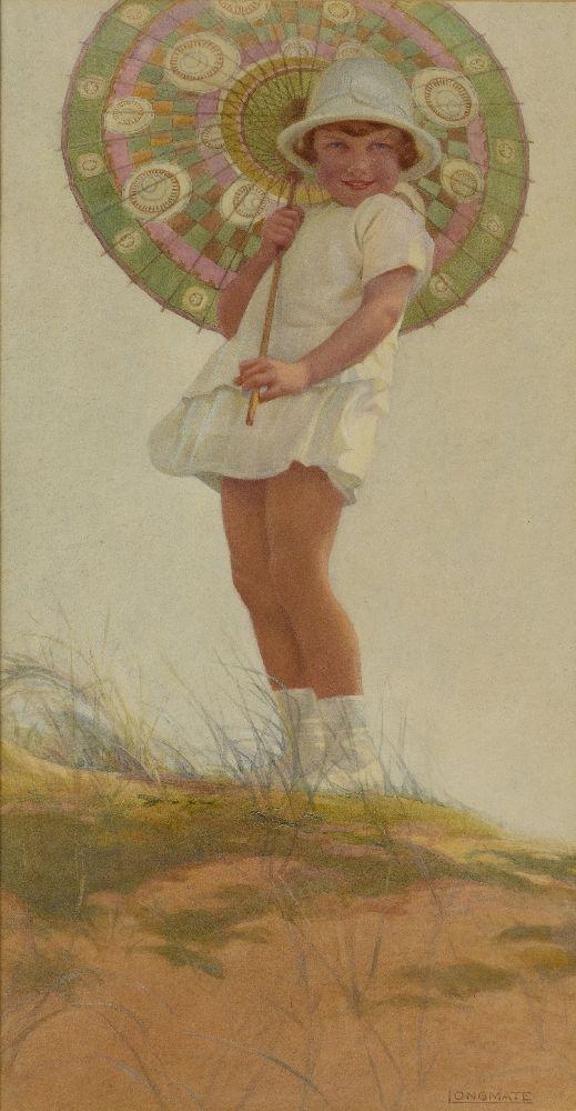 Ernest Longmate | Portrait of the artist's daughter with a parasol ...