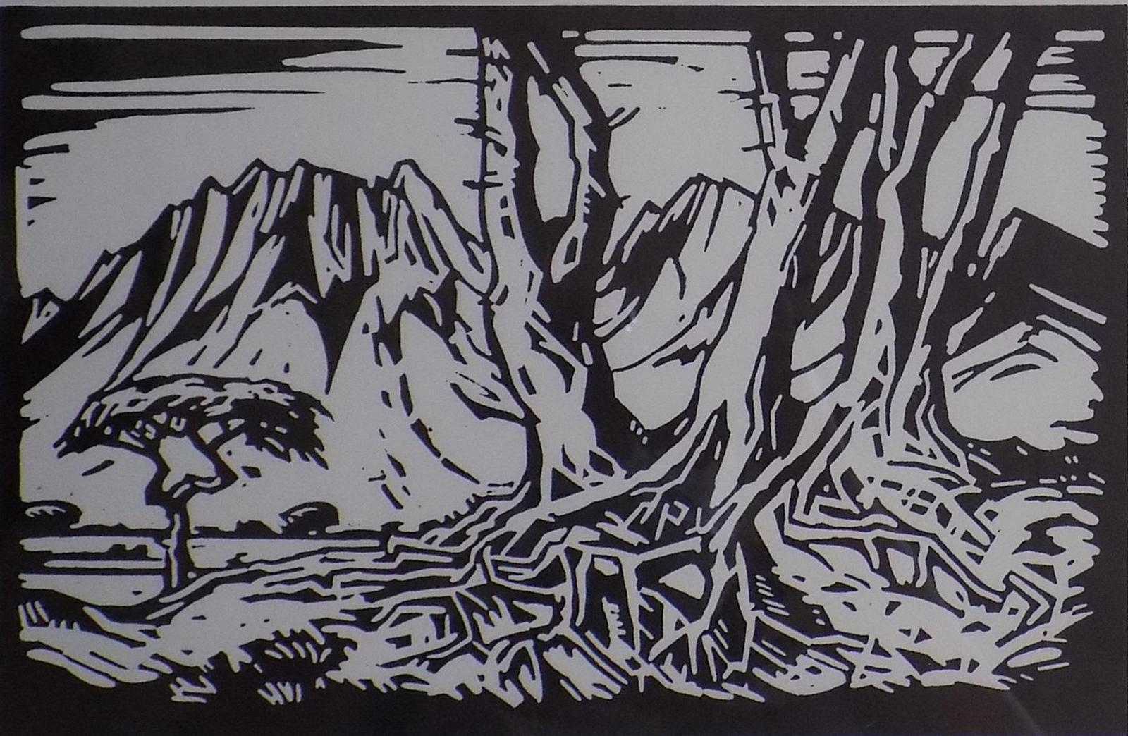 Jacob Hendrik Pierneef | Tree trunks and mountains | MutualArt