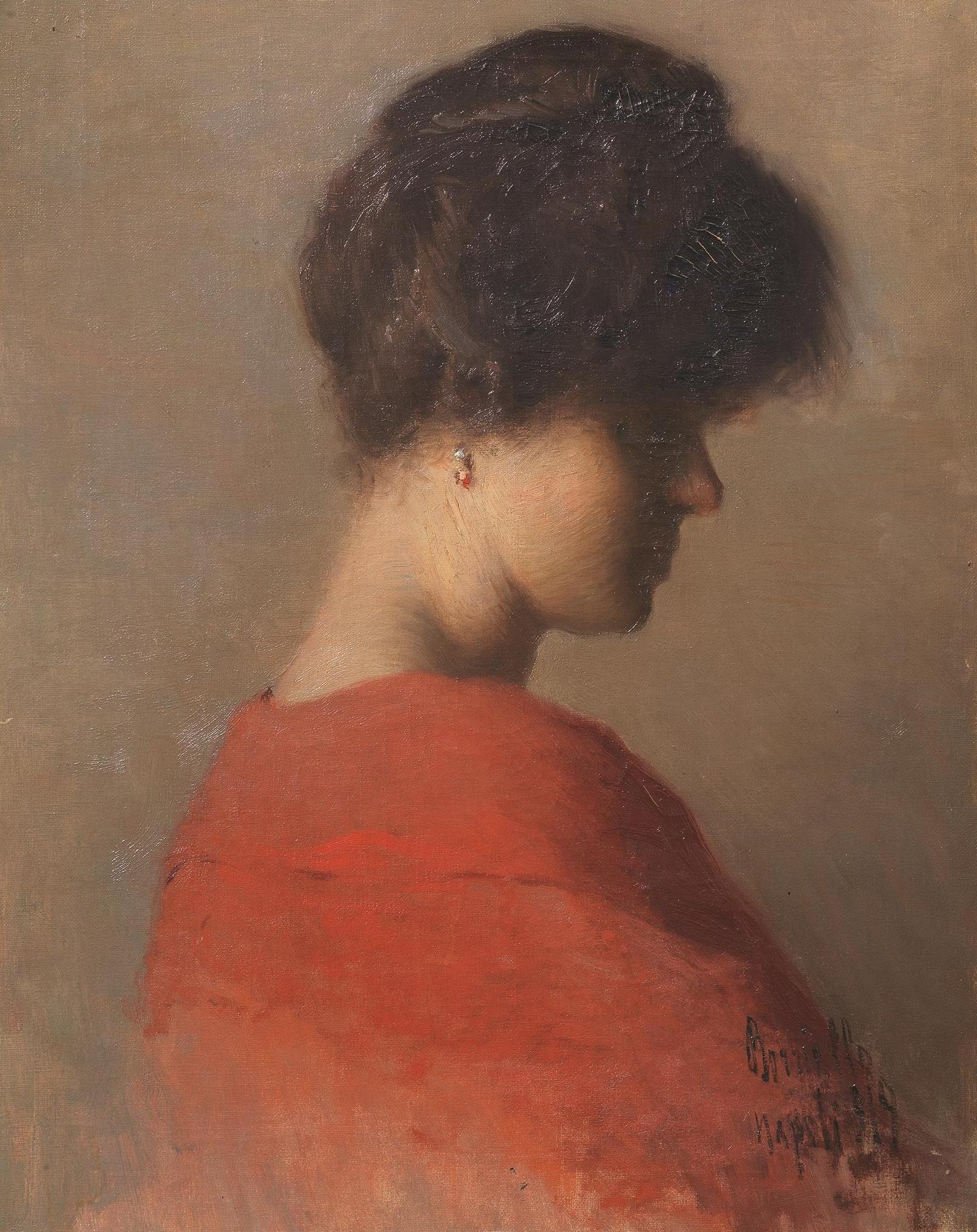 Vittorio Borriello | FEMALE PORTRAIT IN RED (919) | MutualArt