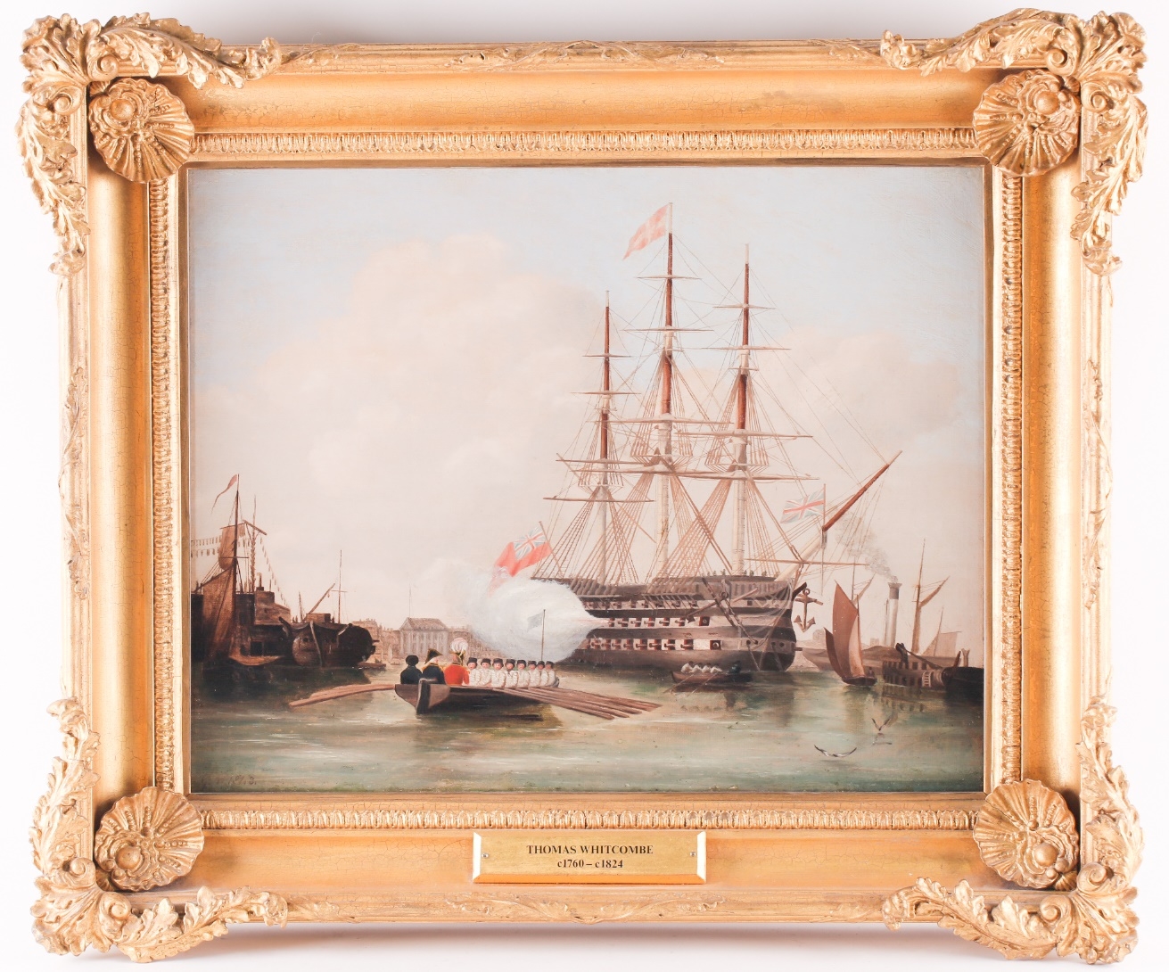 Thomas Whitcombe | Sailors leaving a battleship | MutualArt