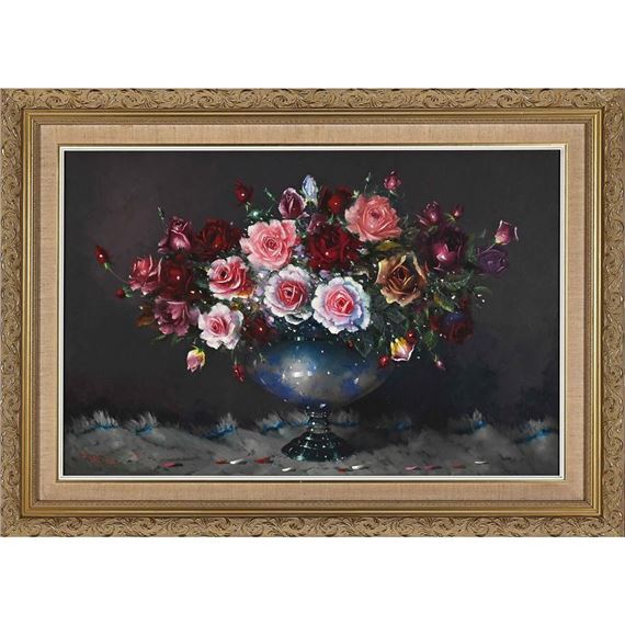 Dirk Venter | Still Life with Roses in a Footed Bowl (1990) | MutualArt