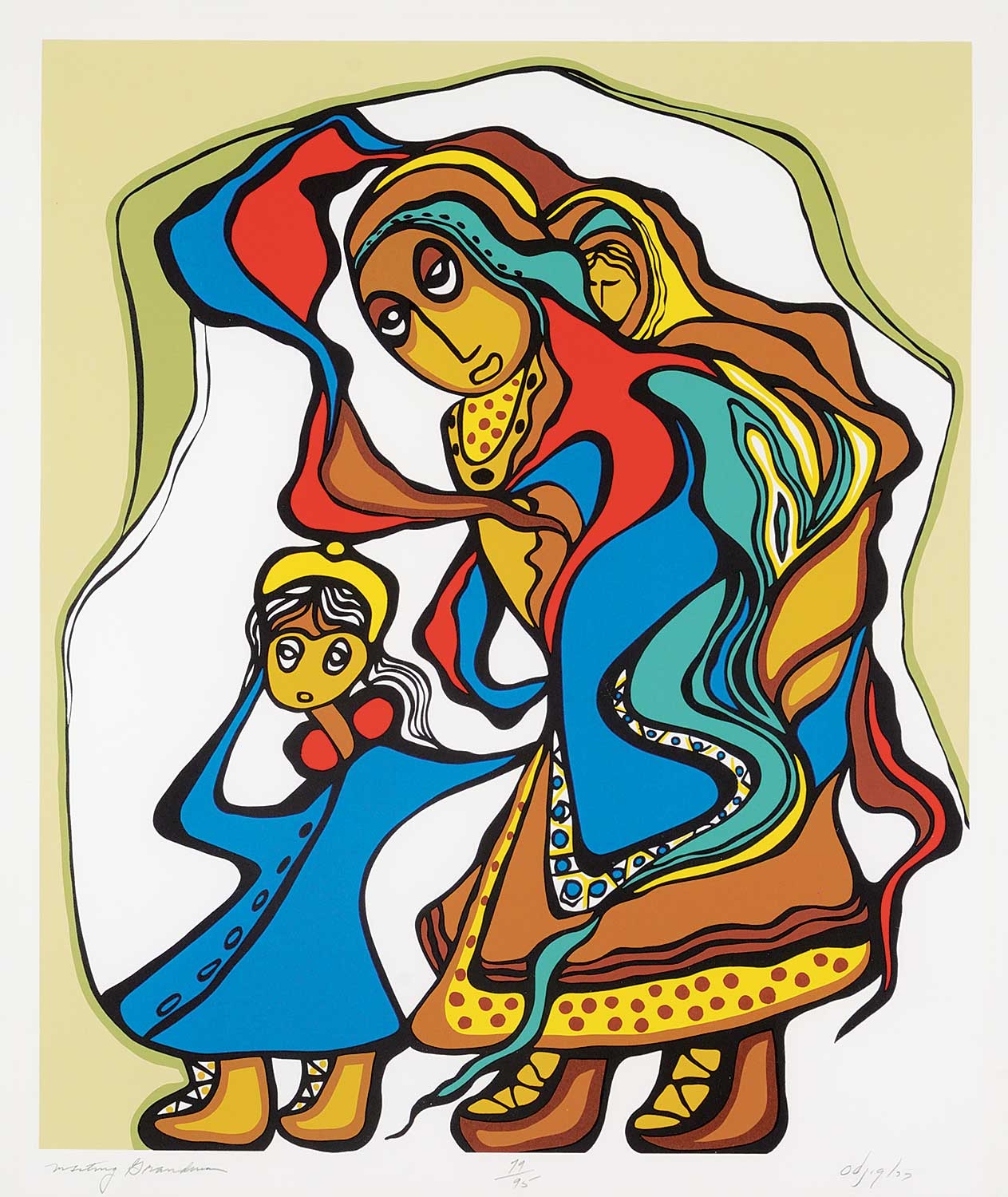 Daphne Odjig | Visiting Grandma (1977) | MutualArt