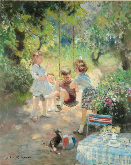 Jules René Hervé | Children at the swing | MutualArt