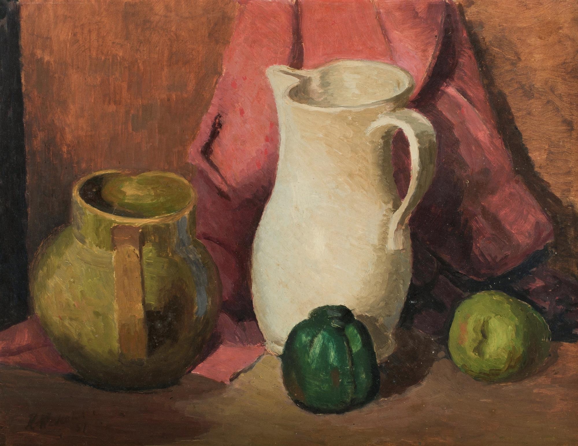 Roland Wakelin | Still Life with Jugs & Fruit (1937) | MutualArt