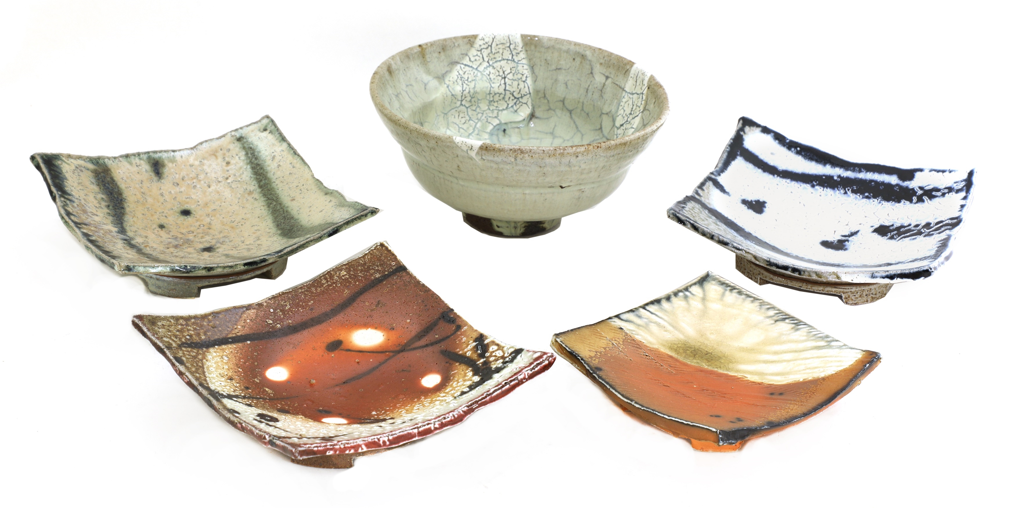 Marcus O'Mahony | four stoneware and slab built dishes each of dished ...