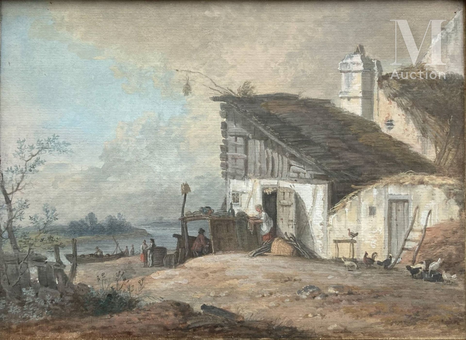 Alexis Joseph Perignon | Vue d’une ferme animée dans un paysage fluvial ...