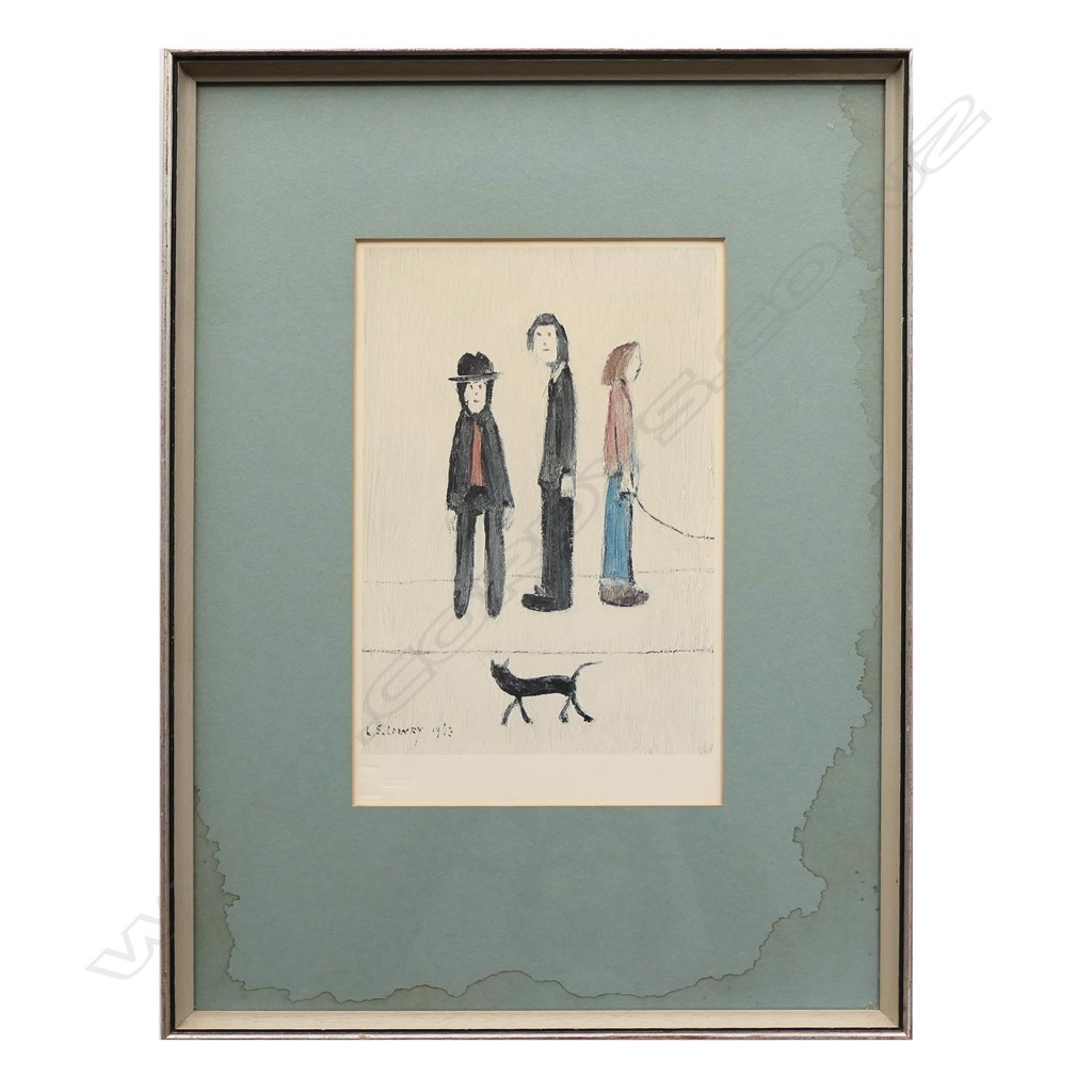 Laurence Stephen Lowry | Three Men and a Cat' (1963) | MutualArt