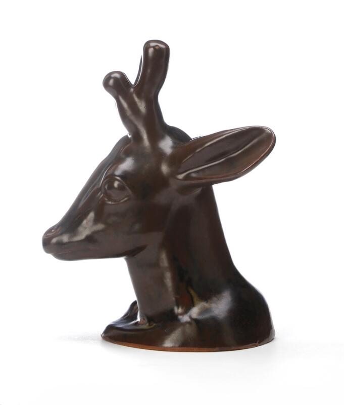 Axel Salto | A stoneware deer head decorated with dilou glaze | MutualArt