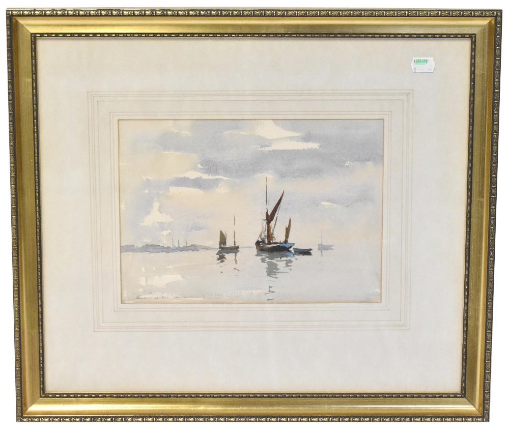 Edward Wesson | fishing boats at harbour | MutualArt
