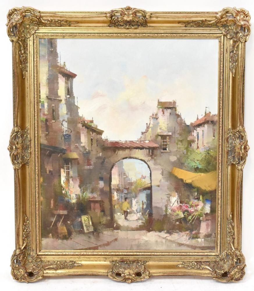 Hendrik Harry Koolen | Continental street scene with stalls and a ...