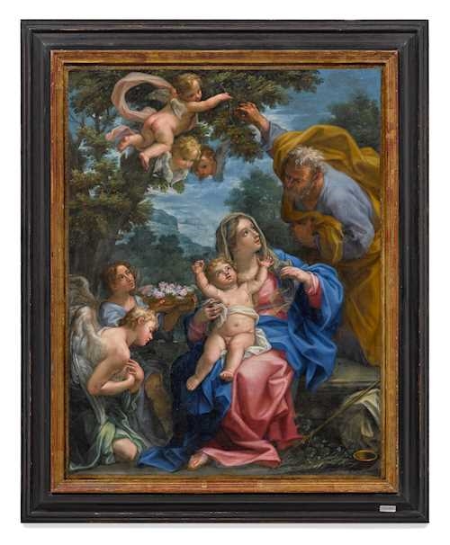Giovanni Odazzi | The Holy Family with putti in a landscape. | MutualArt