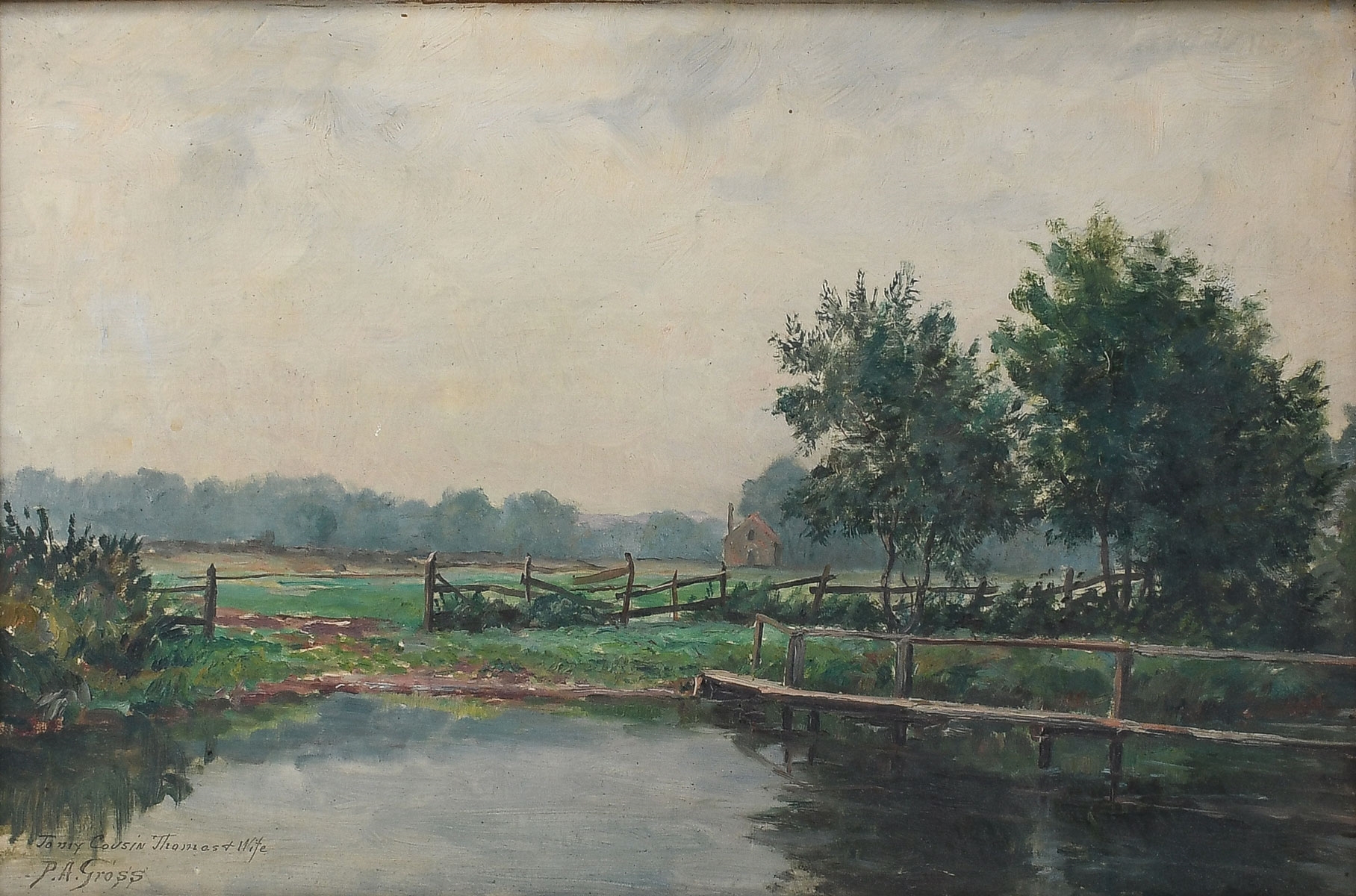 Peter Alfred Gross | Rural Farm Landscape with Pond (1914) | MutualArt
